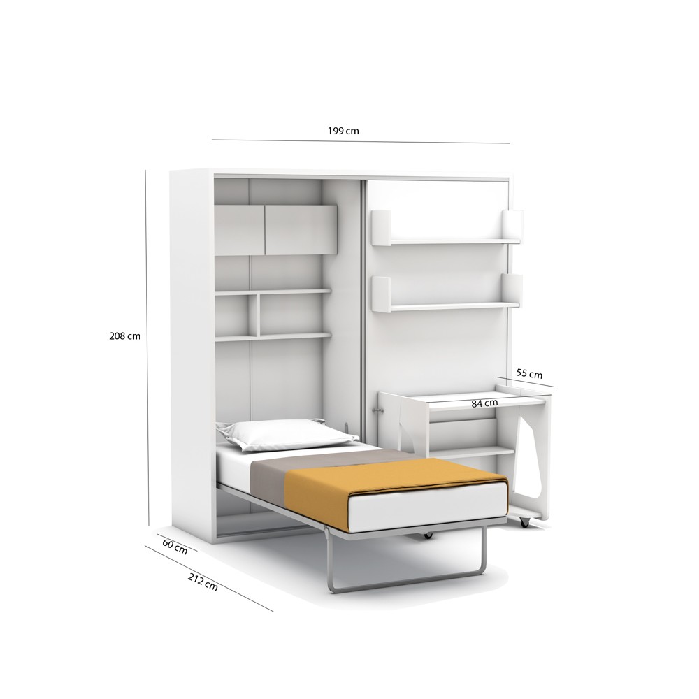 Diva Studio 5 Complete Study Wall Bed System - Hideaway Beds